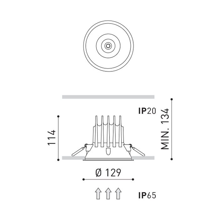 Arkoslight SHOT LIGHT BIG IP65 3 FLOOD 3000K - ceiling recessed- white ...